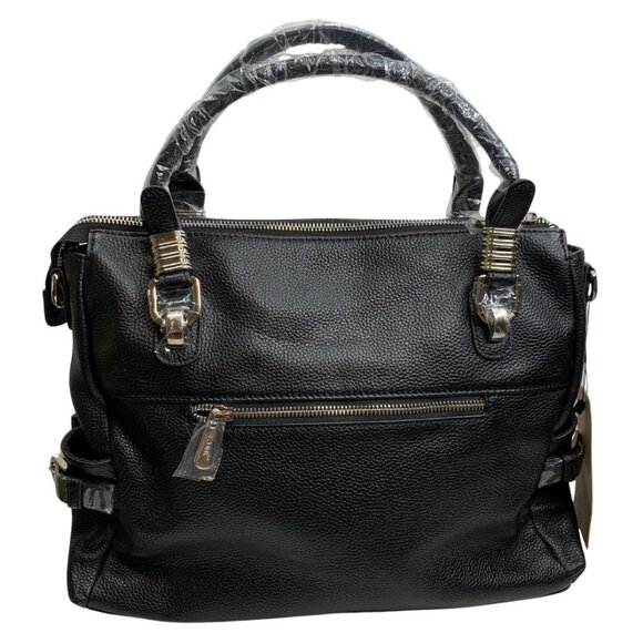 S-Zone | Bags | Szone Black Pebble Genuine Leather Satchel Handbag ...